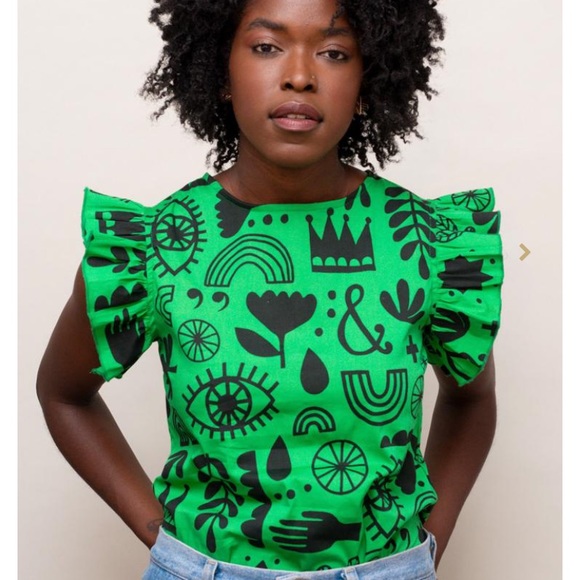 Nooworks | Tops | Nooworks Nwt Ruffle Shirt Is Lisa Congdon Print ...